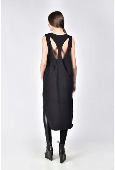 Soufeel Kadın Siyah Yeni Nesil Sırt Dekolteli Tunik Mevsimlik Sweatshirt Hırka