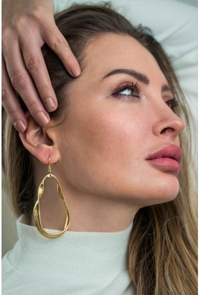 Kutcha Accessories Altın Kaplama Pirinç Büyük Küpe