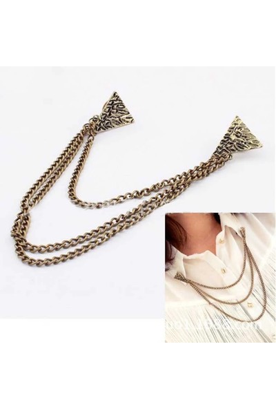 Stil 3'lü Zincirli Bronz Yaka Iğnesi Stil 3'lü Zincirli Bronz Yaka Iğnesi