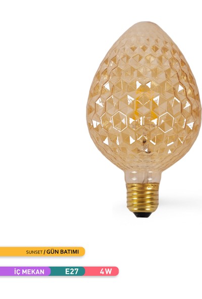 Ack G95 Rustık Led Ampul 2200K Sarı Işık 350Lm 220-240V 4W E27 Ack G95 Rustık Led Ampul 2200K Sarı Işık 350Lm 220-240V 4W E27