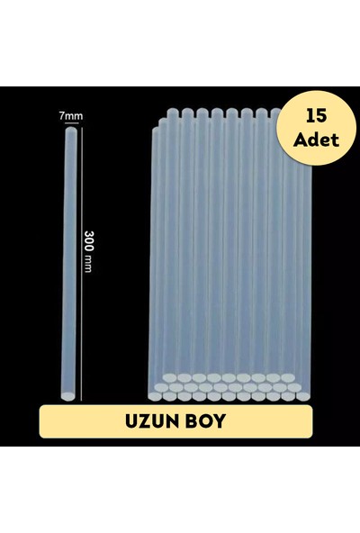 Larimar Ince Şeffaf Sıcak Silikon Izolasyon Kapama 7mm Çap - 28 cm Uzunluk / 15 Adet