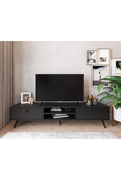 Robin Home Arya Tv Ünitesi Televizyon Sehpası Ahşap Ayak 175 cm Siyah Ar5 Robin Home Arya Tv Ünitesi Televizyon Sehpası Ahşap Ayak 175 cm Siyah Ar5