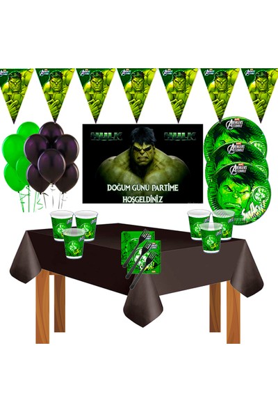 Hulk Afişli Lüx Hulk Marvel Avengers Doğum Günü Parti Süsleri Süsleme Seti Hulk Afişli Lüx Hulk Marvel Avengers Doğum Günü Parti Süsleri Süsleme Seti