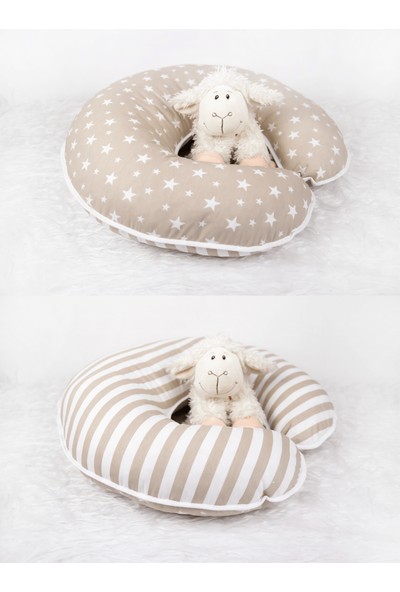BabyNest Emzirme Yastığı ve Destek Minderi Krem Yıldız Krem Çizgili Bej (Beyaz Biye Detaylı) BabyNest Emzirme Yastığı ve Destek Minderi Krem Yıldız Krem Çizgili Bej (Beyaz Biye Detaylı)