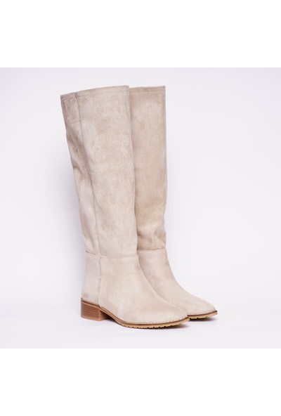 Enes Kadın Topuklu Çizme - Ten Suet Enes Kadın Topuklu Çizme - Ten Suet