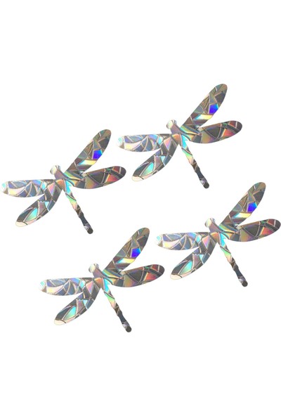 4 Adet Pencere Çıkartmaları Prizma Pvc Statik Cling Kuş Strikes Dekor Dekor Dragonfly (Yurt Dışından)