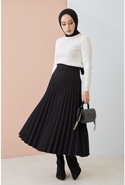 Miostil Piliseli Etek-Siyah