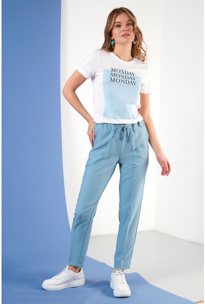 Lela Yüksek Bel Belden Bağlamalı Cepli Pantolon Bayan Pantolon 6050024