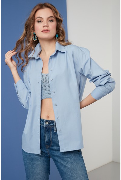 Lela Boyfriend Uzun Kollu Keten Gömlek Bayan Gömlek 6056689