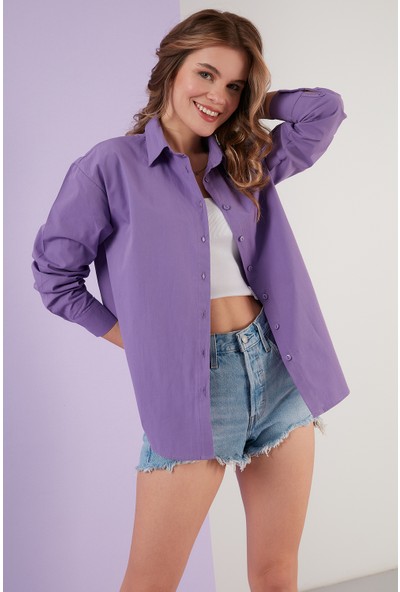 Lela Boyfriend Uzun Kollu Keten Gömlek Bayan Gömlek 6056689