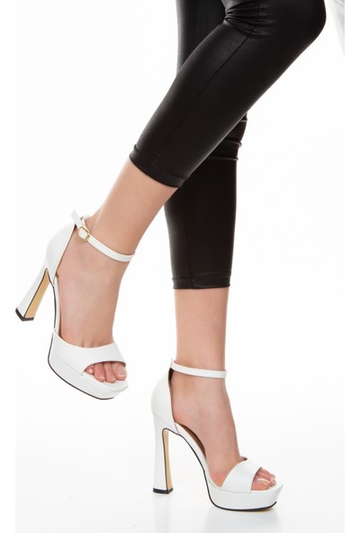 Alessia Shoes Luna Beyaz Mat Tek Bant Lüks Platform Topuklu Ayakkabı Alessia Shoes Luna Beyaz Mat Tek Bant Lüks Platform Topuklu Ayakkabı