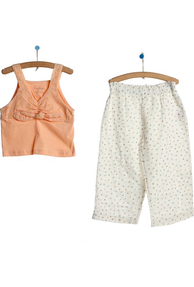 Cassiope Snapflower Brode Kurdele Detaylı Şık Bluz- Paperbag Pantolon Takım