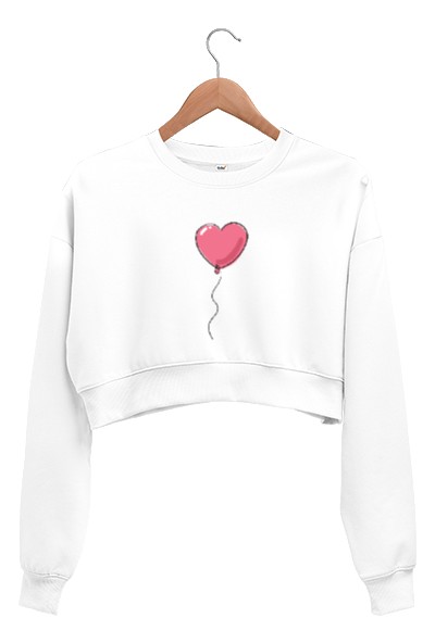 Kalp Kadın Crop Sweatshirt