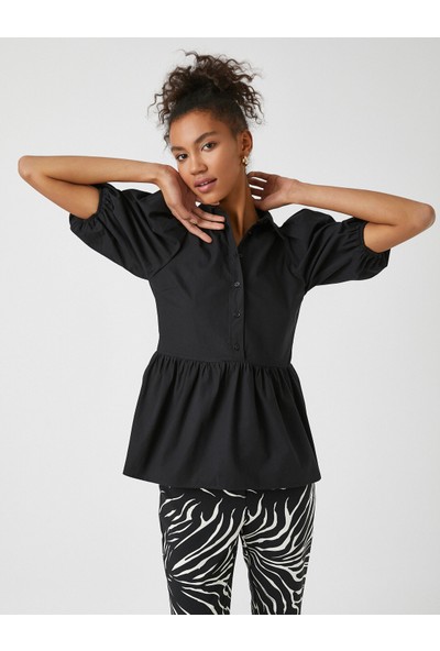 Koton Balon Kollu Pamuklu Bluz