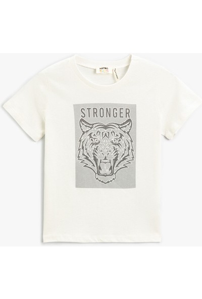 Koton Erkek Çocuk Kaplan Baskılı Kısa Kollu Tişört Pamuklu