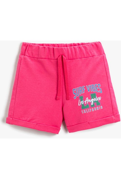 Koton Kız Çocuk Baskılı Kısa Şort Pamuklu Beli Bağcıklı