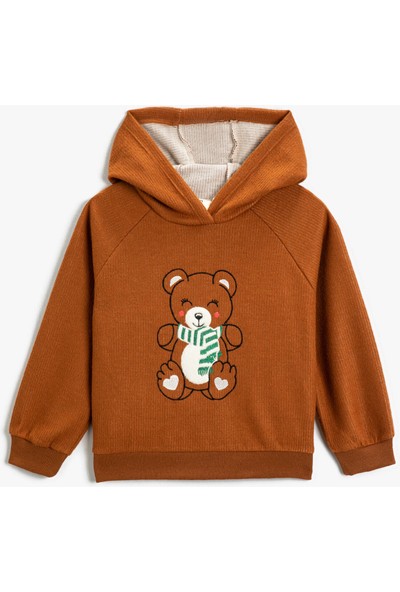 Koton Kız Çocuk Hayvan İşlemeli Kapüşonlu Sweatshirt
