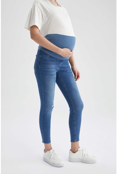 DeFacto Skinny Fit Yüksek Bel Yırtık Detaylı Hamile Jean Pantolon X2068AZ22SP DeFacto Skinny Fit Yüksek Bel Yırtık Detaylı Hamile Jean Pantolon X2068AZ22SP