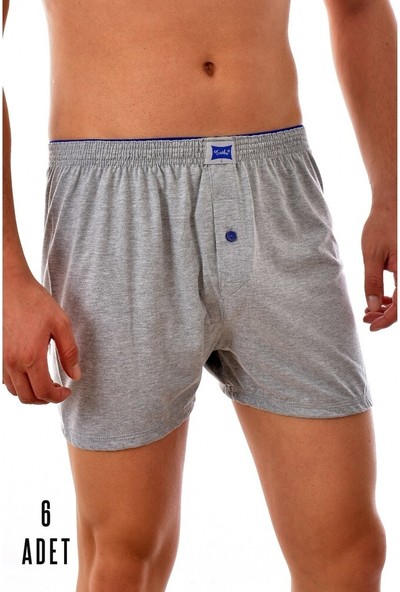 6 Adet Tutku, Pamuklu Düğmeli Erkek Boxer Gri 