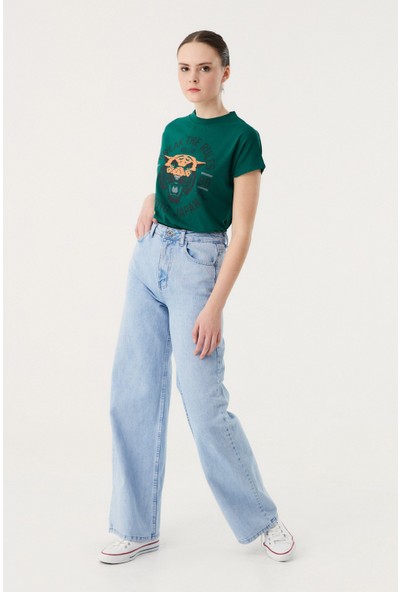 FullaModa Yıkamalı Wide Leg Jean