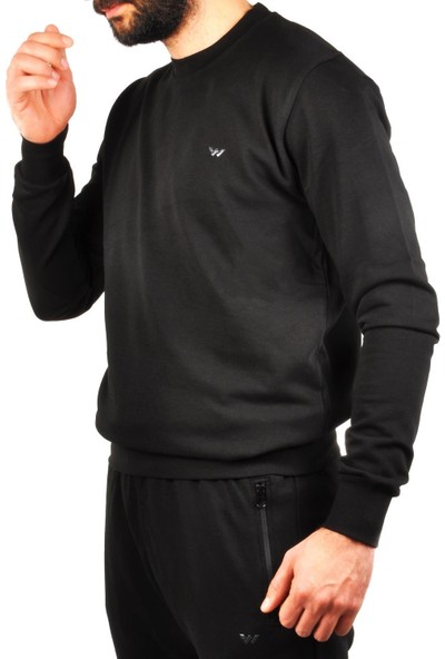 Walkway W1001 Siyah Pamuklu Regular Fit Erkek Sweatshirt