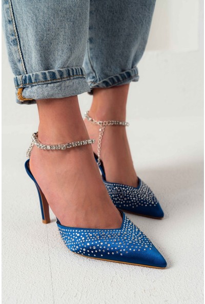Nişantaşı Shoes Paris Mavi Saten Bilek Bağlı Taş Detay Kadın Topuklu Ayakkabı Nişantaşı Shoes Paris Mavi Saten Bilek Bağlı Taş Detay Kadın Topuklu Ayakkabı