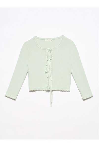 Dilvin Önü Bağcıklı Hırka Mint