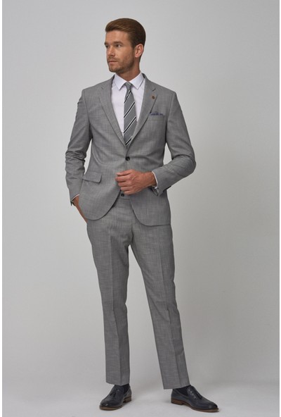 Regular Fit Desenli Takım Elbise