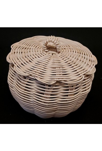 Bambam Atölye Rattan Bambu Kapaklı Şekerlik Çok Amaçlı Sepet No:2 Bambam Atölye Rattan Bambu Kapaklı Şekerlik Çok Amaçlı Sepet No:2