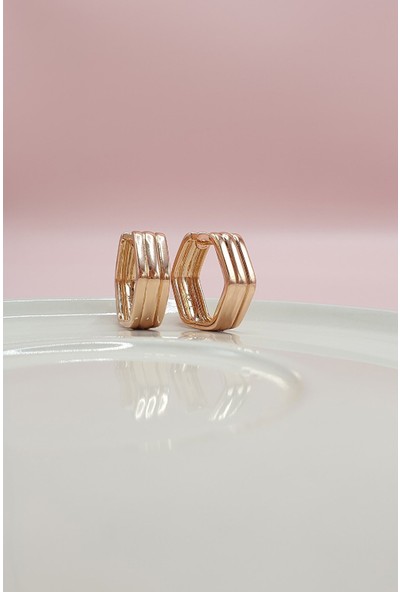 By Gökçe Beşgen Rose Vip Seri Kararmaz Halka Küpe