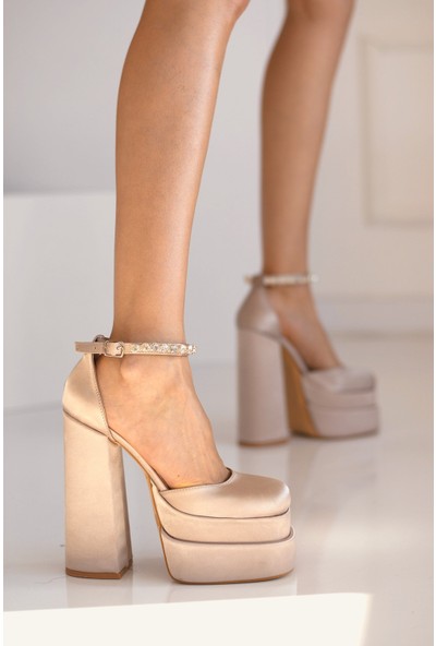 Shoebellas Alda Nude Çift Platform Topuklu Ayakkabı Shoebellas Alda Nude Çift Platform Topuklu Ayakkabı