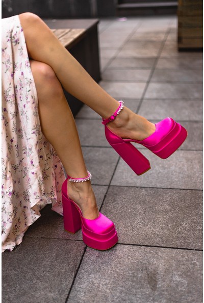Shoebellas Alda Fuşya Çift Platform Topuklu Ayakkabı Shoebellas Alda Fuşya Çift Platform Topuklu Ayakkabı