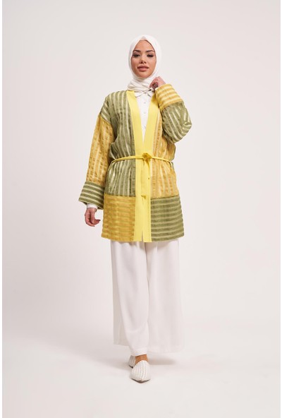 Meys Renkli Çizgili Kimono