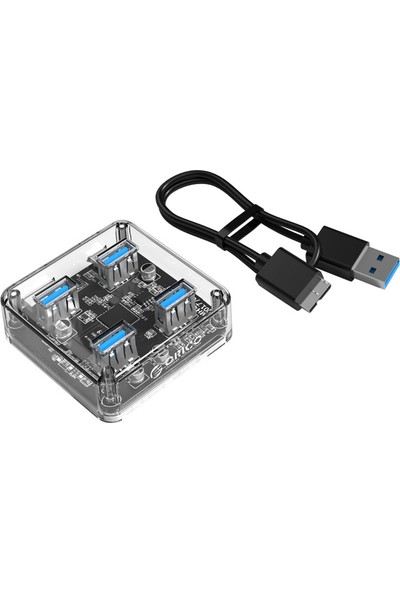 Orıco MH4U-U3-03-CR 1m 4 Portlu Usb3.0 Portu - Şeffaf (Yurt Dışından)