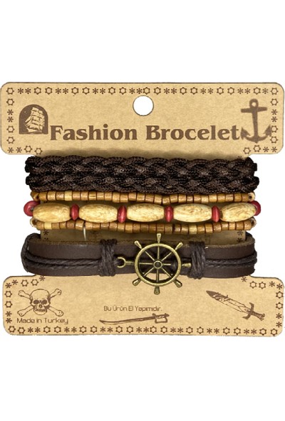 Raymal Fashion 5 Adet Kahverengi Gemici Dümeni Deri ve Kahverengi Örgü Bileklikler Raymal Fashion 5 Adet Kahverengi Gemici Dümeni Deri ve Kahverengi Örgü Bileklikler