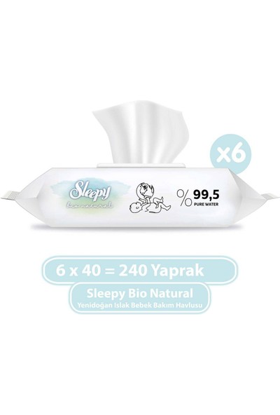 Sleepy Bio Natural Yenidoğan Islak Bebek Bakım Havlusu 6X40 (240 Yaprak) Sleepy Bio Natural Yenidoğan Islak Bebek Bakım Havlusu 6X40 (240 Yaprak)
