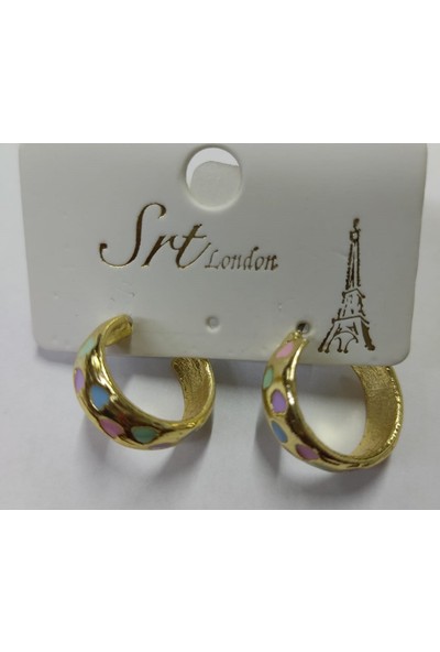 Srt London Kalp Detaylı Halka Küpe