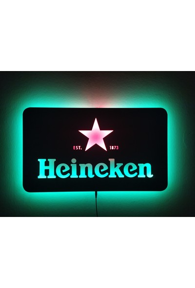Lucarte Heıneken LED Işıklı Tablo Haşap Duvar Dekoru