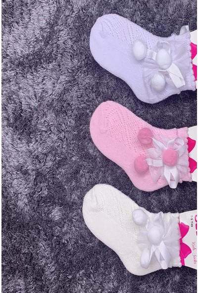 Pırıltılina Kız Çocuk Ponponlu Pamuklu Çorap