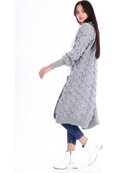 Moda Çizgi Gri Triko Kadın Hırka Moda Çizgi Gri Triko Kadın Hırka