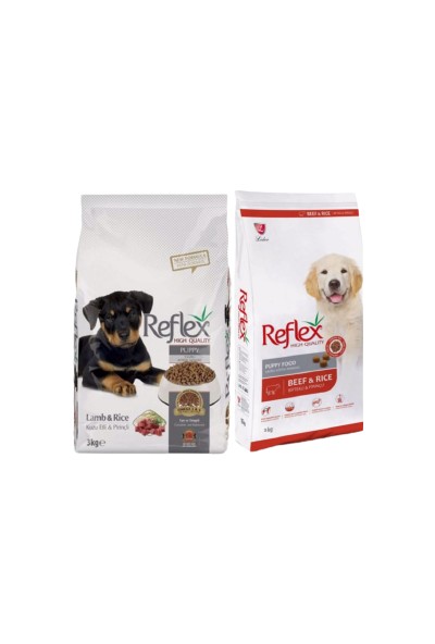 Reflex Kuzu Etli ve Biftekli Yavru Köpek Maması Seti 2 x 3 kg Reflex Kuzu Etli ve Biftekli Yavru Köpek Maması Seti 2 x 3 kg