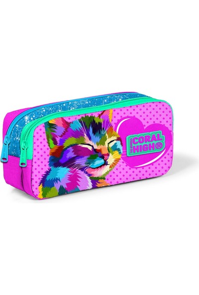 Coral High Kids Pembe Mavi Simli Iki Bölmeli Kalem Çantası 22185 Coral High Kids Pembe Mavi Simli Iki Bölmeli Kalem Çantası 22185