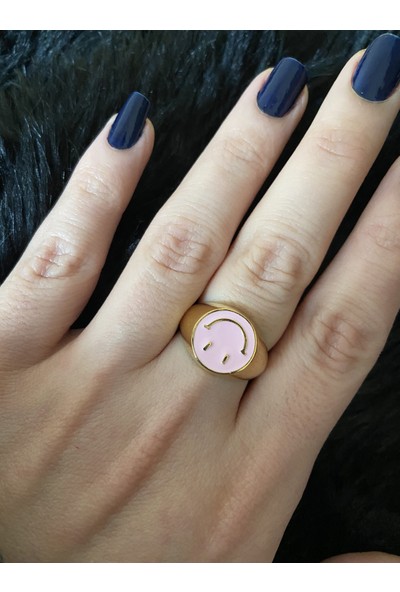 Ms Merijewelry Altın Kaplama Pembe Mineli Smile Yüzük Ms Merijewelry Altın Kaplama Pembe Mineli Smile Yüzük