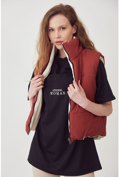 Lime Moda Çift Taraflı Şişme Yelek-Bordo Lime Moda Çift Taraflı Şişme Yelek-Bordo