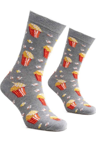 Bernam Butik Popcorn Desenli Çorap 110 | Gri