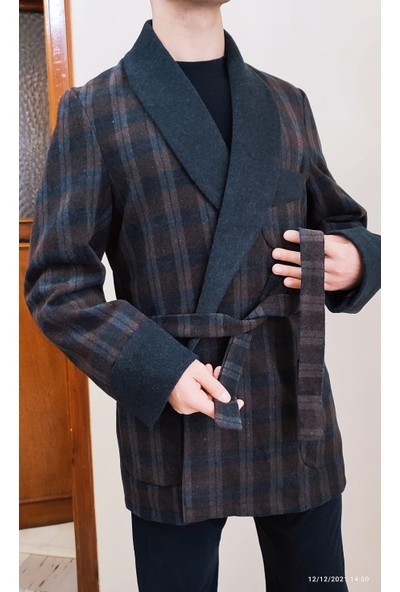 Pijalite Erkek Ekose Yün Kaşe Robdöşambr