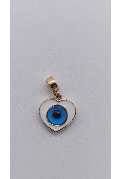 Kolyeci 14 Ayar Altın Mineli Kalp Göz Kolye Ucu