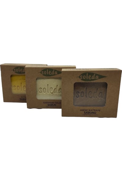 Soleda Üçlü Doğal Sabun Paketi (Sarımsak, Bıttım, Ardıç Katranı)