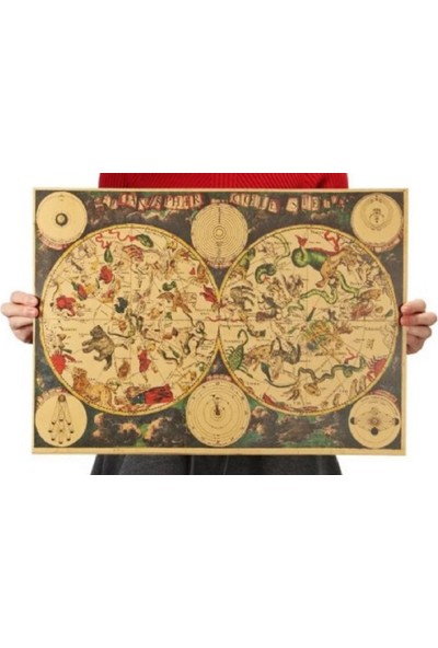 Posterica Vintage Dünya Haritası Kraft Poster - 32 x 45 cm
