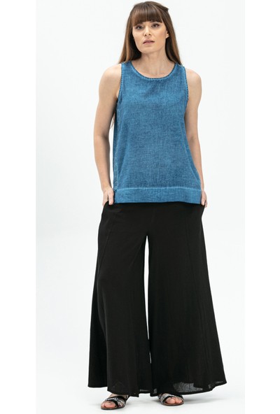 Kolsuz Poplin Zeyno Bluz Indigo Indg